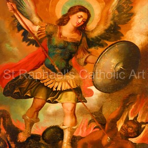 St Michael Defeats the Devil Archangel Powerful CATHOLIC Art Digital ...
