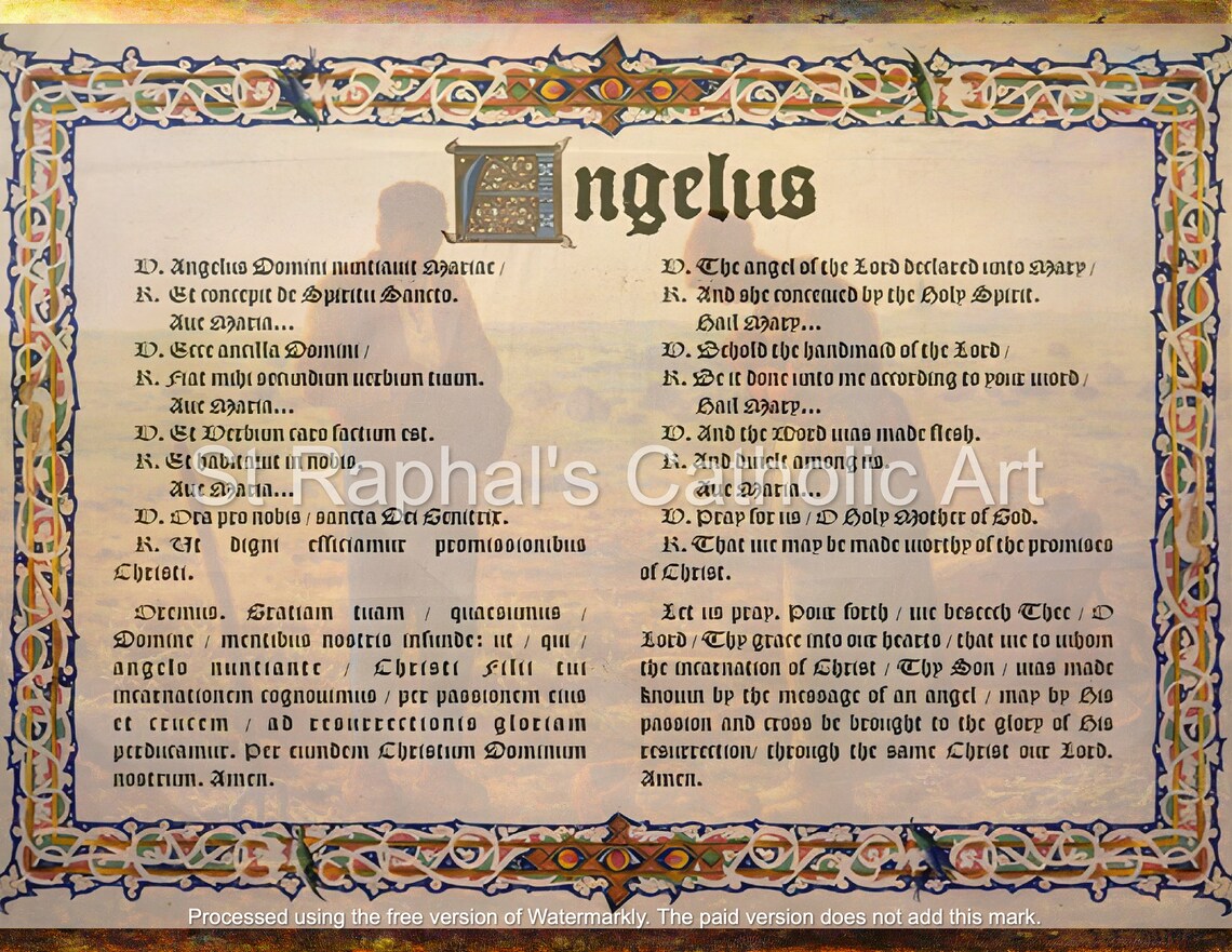 Catholic Angelus Prayer Card Traditional Latin and English - Etsy