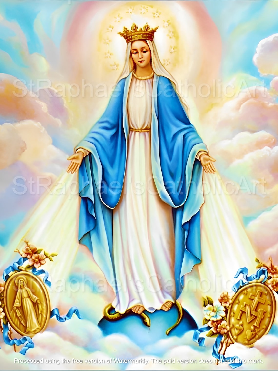 Our Lady Miraculous Medal Virgin of Peace Prayer Devotion Mother of God ...