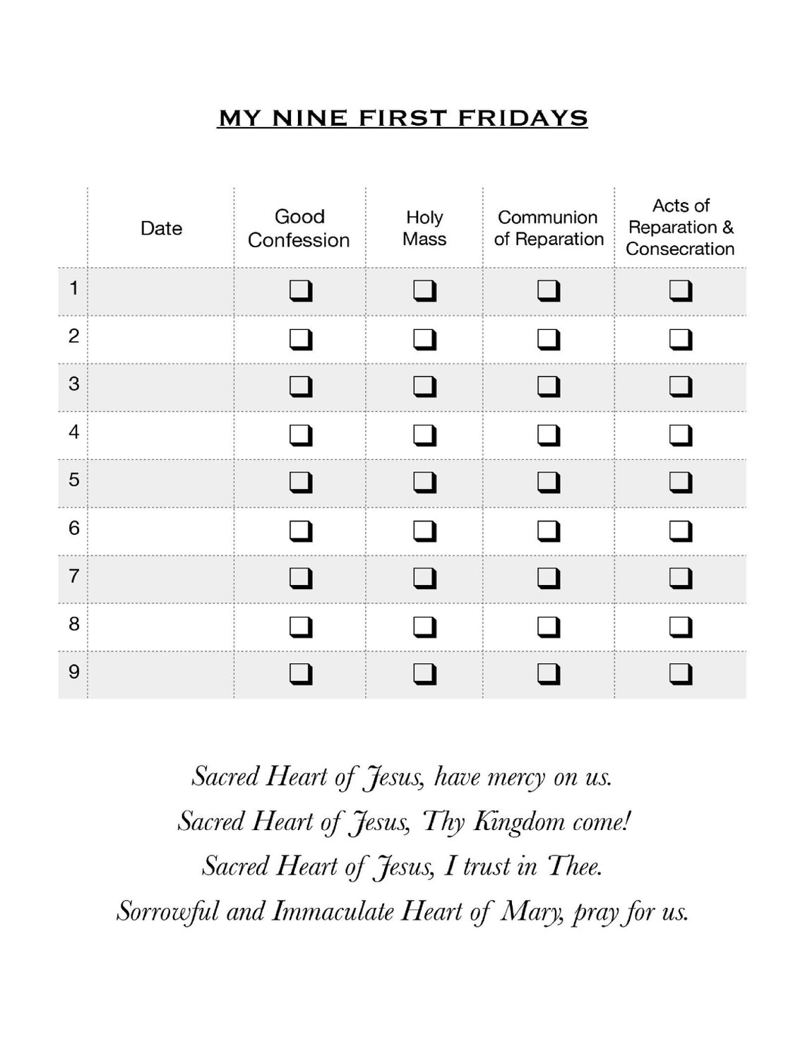 Catholic Devotion 9 First Fridays Sacred Heart of Jesus Act of ...
