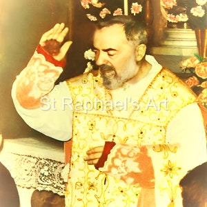 Padre Pio Blessing Stigmata Wounds of Jesus Italian Saint Pray Hope Don ...