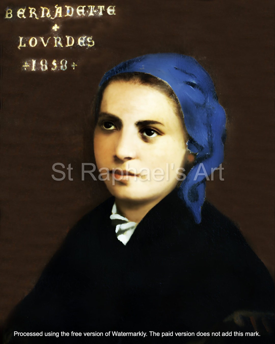 St Bernadette Lourdes Portrait Catholic Art Our Lady of Lourdes Digital ...