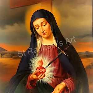 Virgin Mary Icon Our Lady of Sorrows Catholic Religious Mother Pierced ...