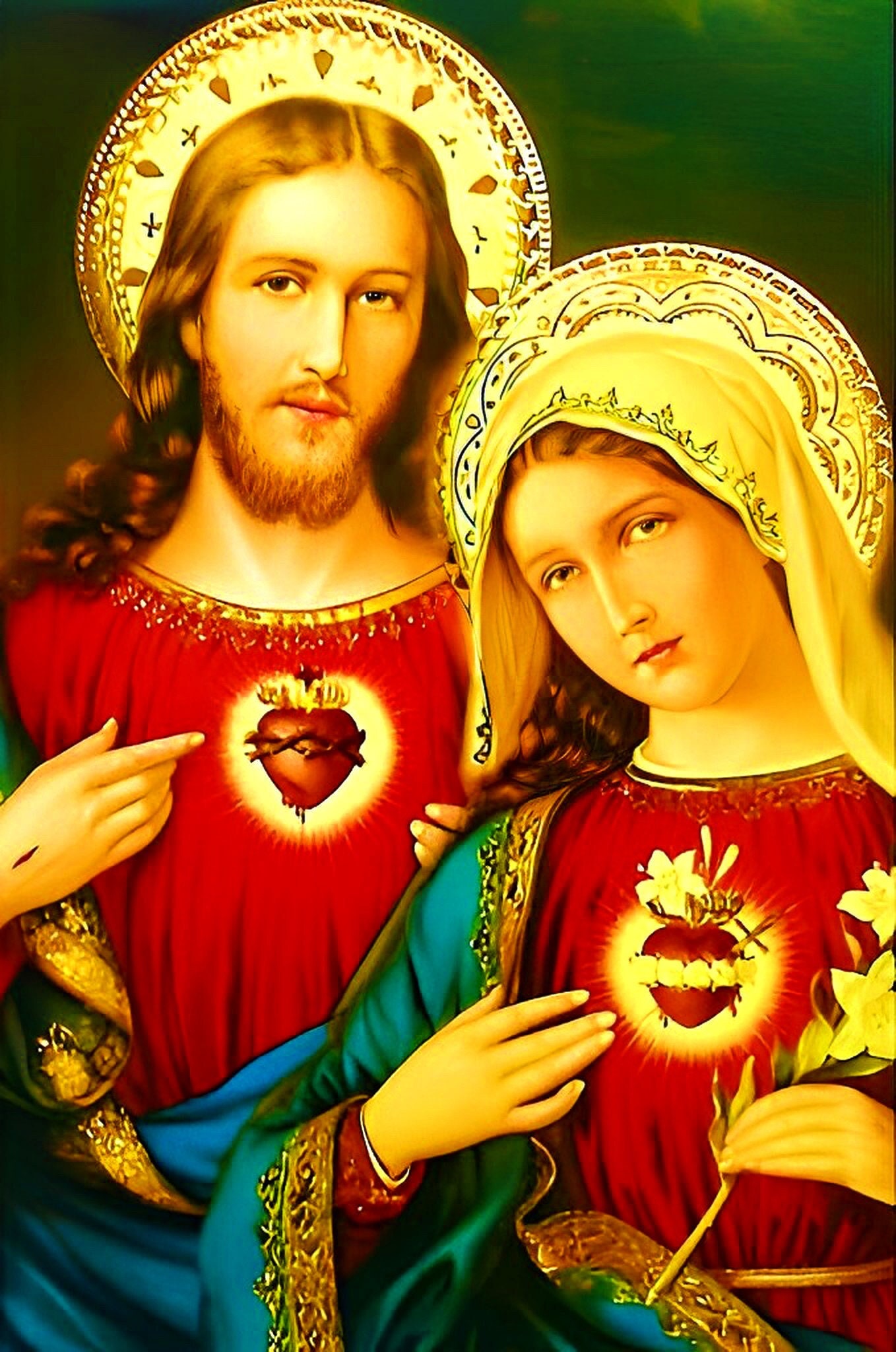Jesus and Mary Sacred Hearts Immaculate Love Peace Catholic Picture Downloads - Etsy