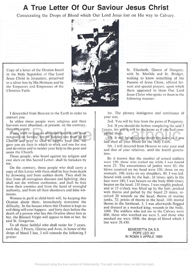 Catholic Our Lord and Saviour Jesus Christ True Letter Digital ...