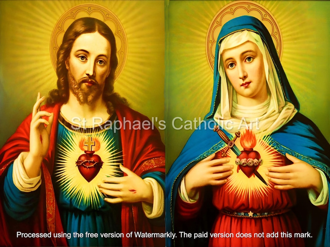 Jesus and Mary Hearts Sacred Sorrowful and Immaculate Christ and Our ...