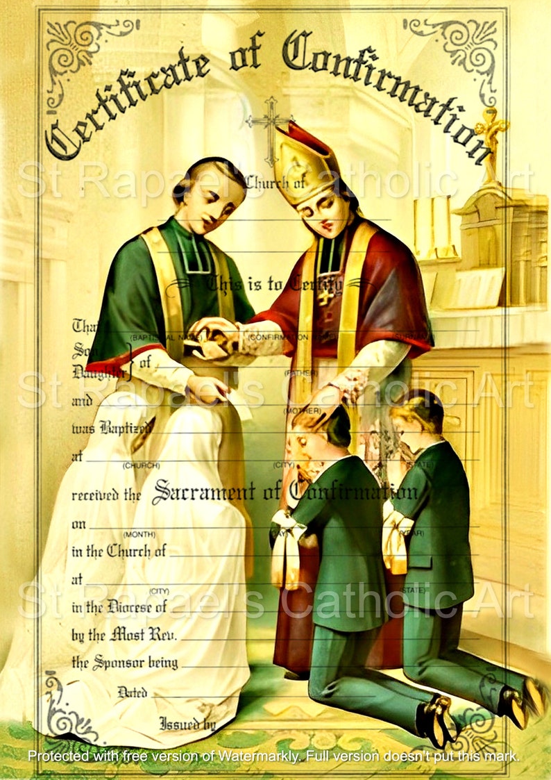 Confirmation Certificate Traditional Catholic Boys and Girls Digital ...