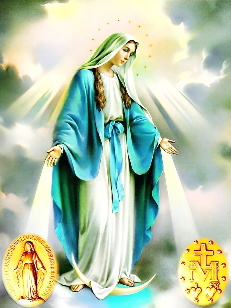 Our Lady of Miraculous Medal Grace Mother Mary Catholic - Etsy