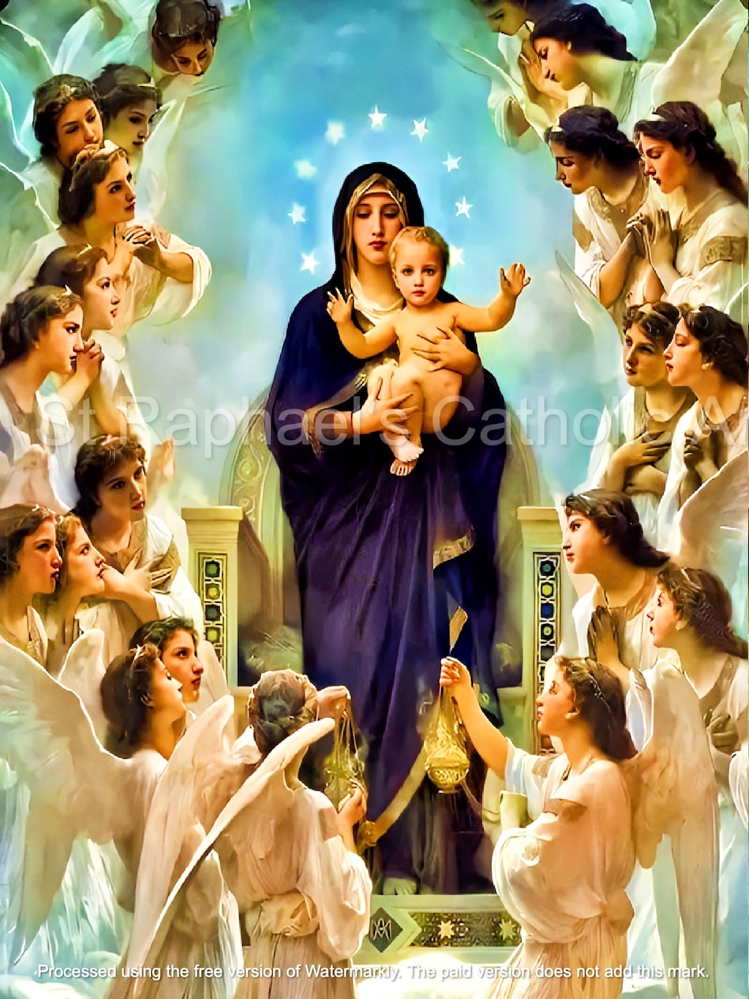 Virgin Mary Queen of Angels Catholic Holy Picture High Quality ...
