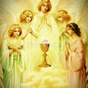 Angels Eucharistic Adoration Chalice Blessed Sacrament Holy Sacrifice ...