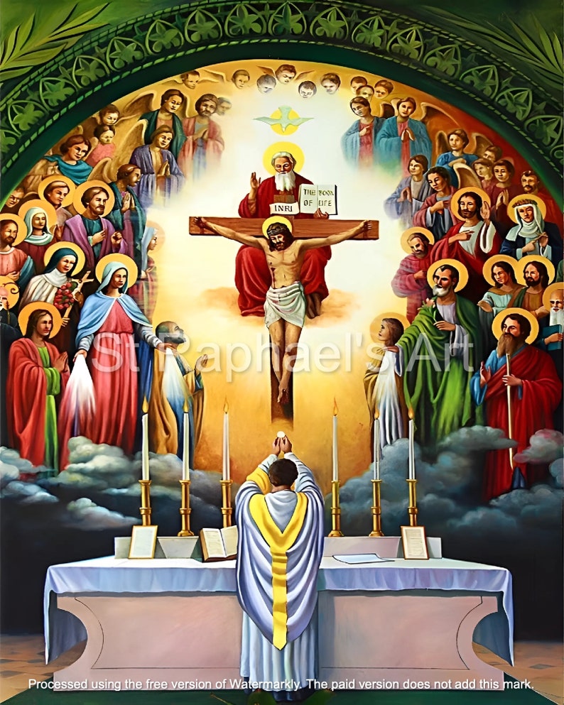 Sacrifice of Mass Jesus Traditional Latin Mass Priest Communion Digital ...