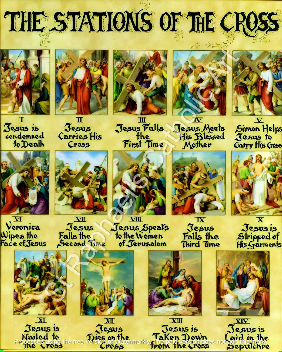 Stations of the Cross Catholic Lent Prayer Devotion Picture Poster for ...