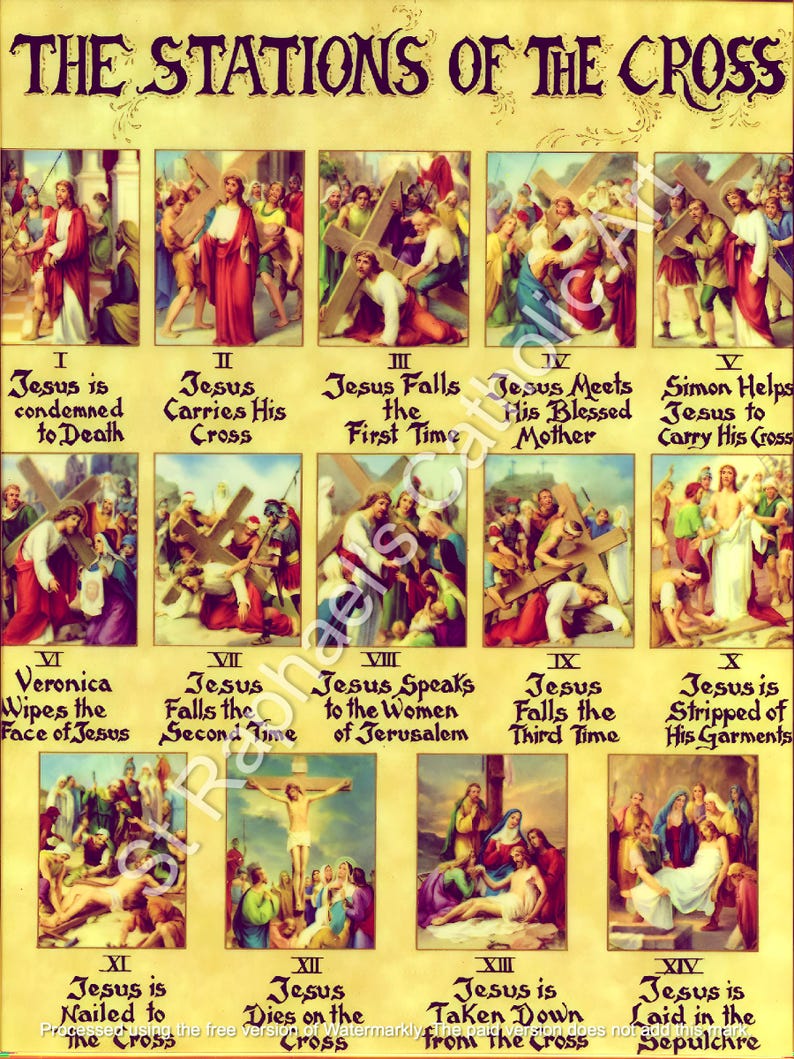 Stations of the Cross Catholic Lent Prayer Devotion Picture Poster for ...