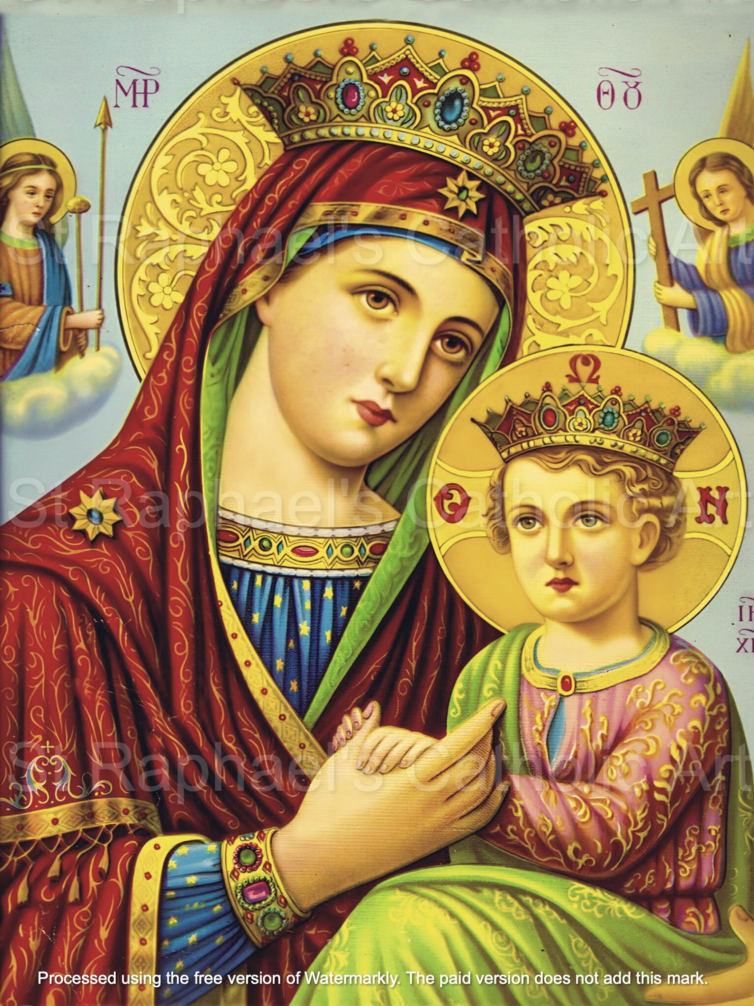 Our Lady Orthodox Catholic Icon Greek Virgin and Child Antique Digital ...