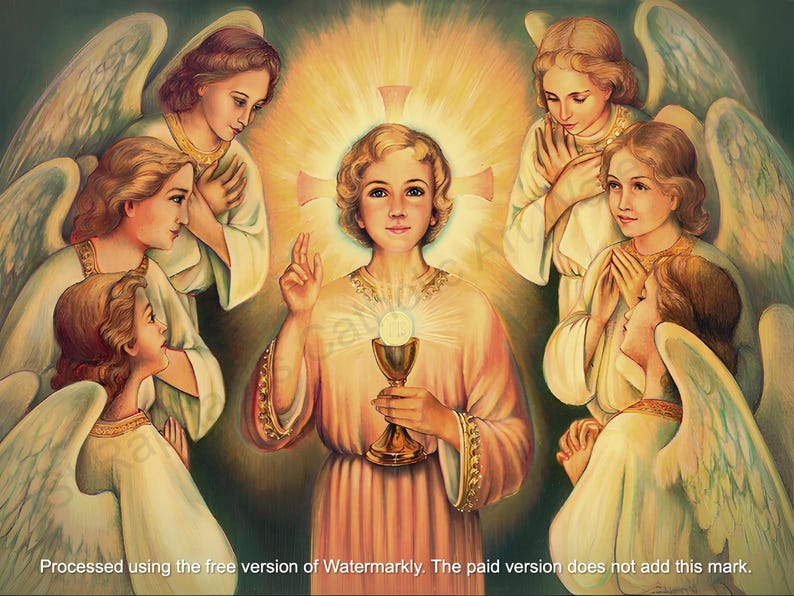 Angels Adoration Holy Communion Catholic Printable Holy Picture Digital ...