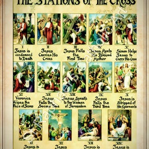 Stations of the Cross Catholic Lent Prayer Devotion Picture Poster for ...