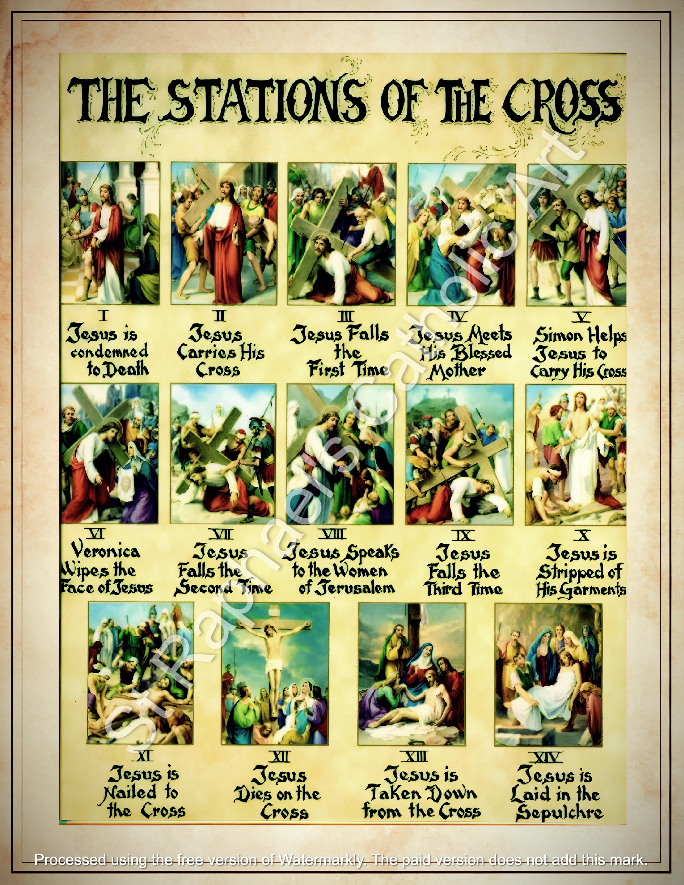 Stations of the Cross Catholic Lent Prayer Devotion Picture Poster for ...