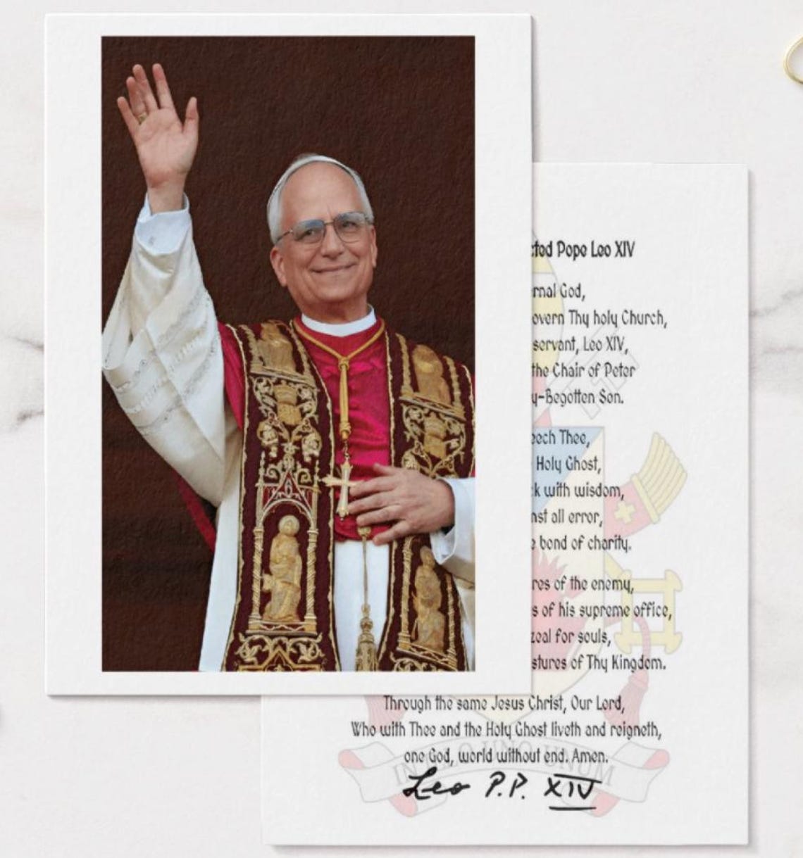 Pope Leo XIV Holy Prayer Cards Signature Church Parish First American ...