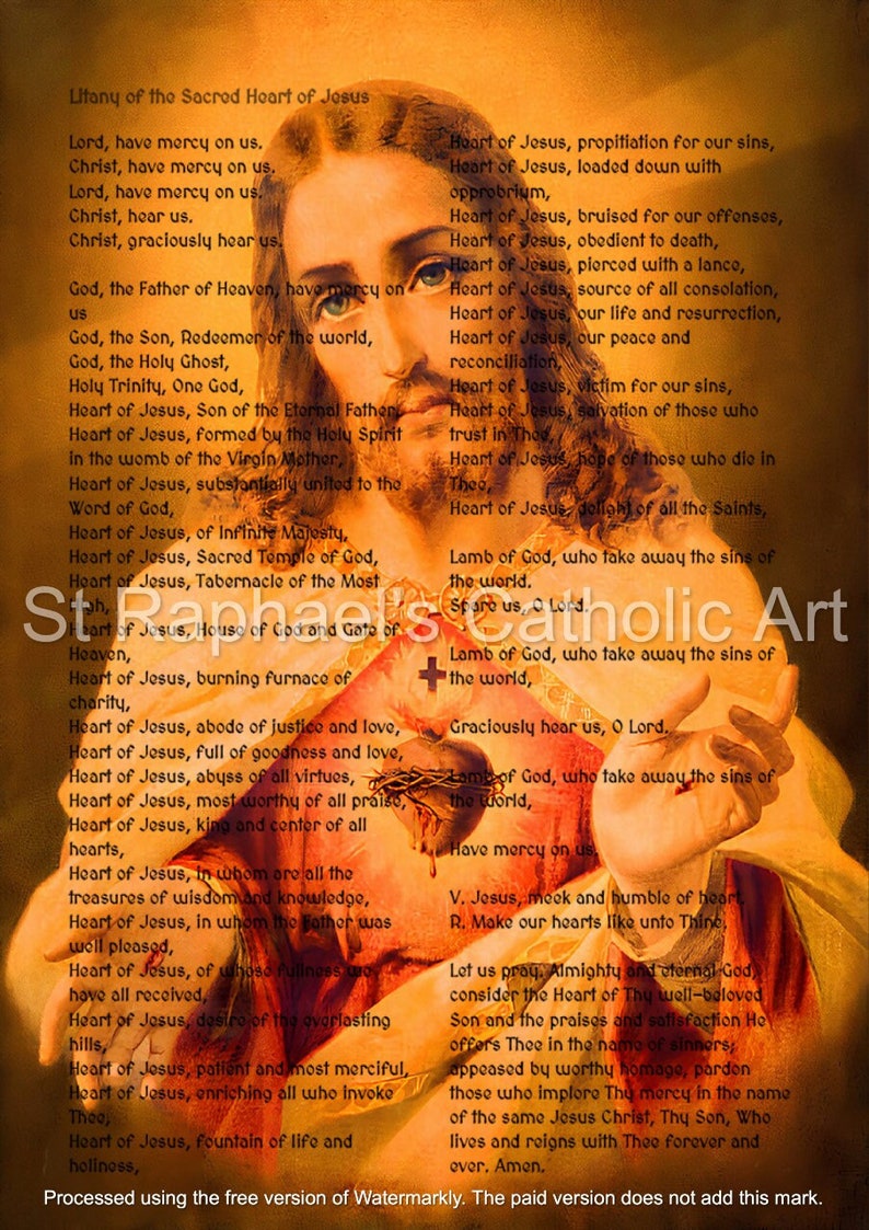 Heart of Jesus Litany Traditional Catholic Prayers First Friday ...