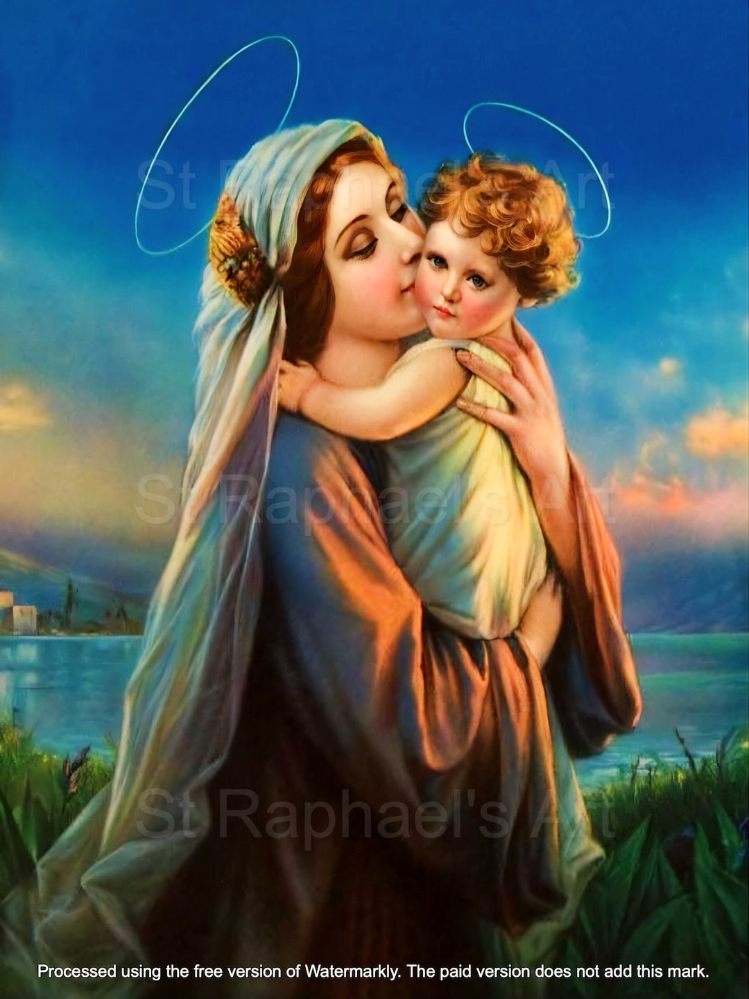 Our Lady and Child Jesus Kiss Mother Mary Catholic Digital Download - Etsy