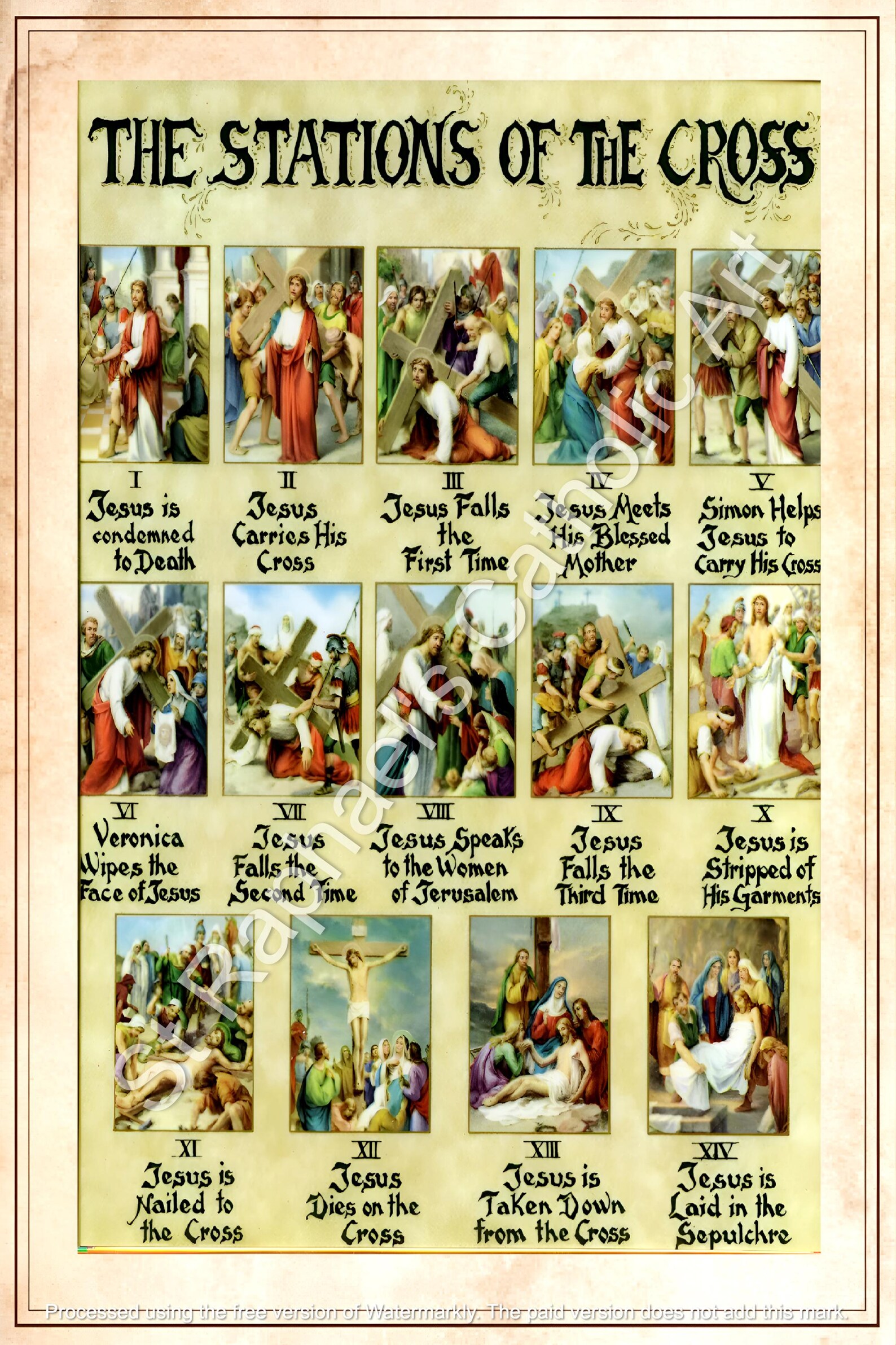 Stations of the Cross Catholic Lent Prayer Devotion Picture Poster for ...