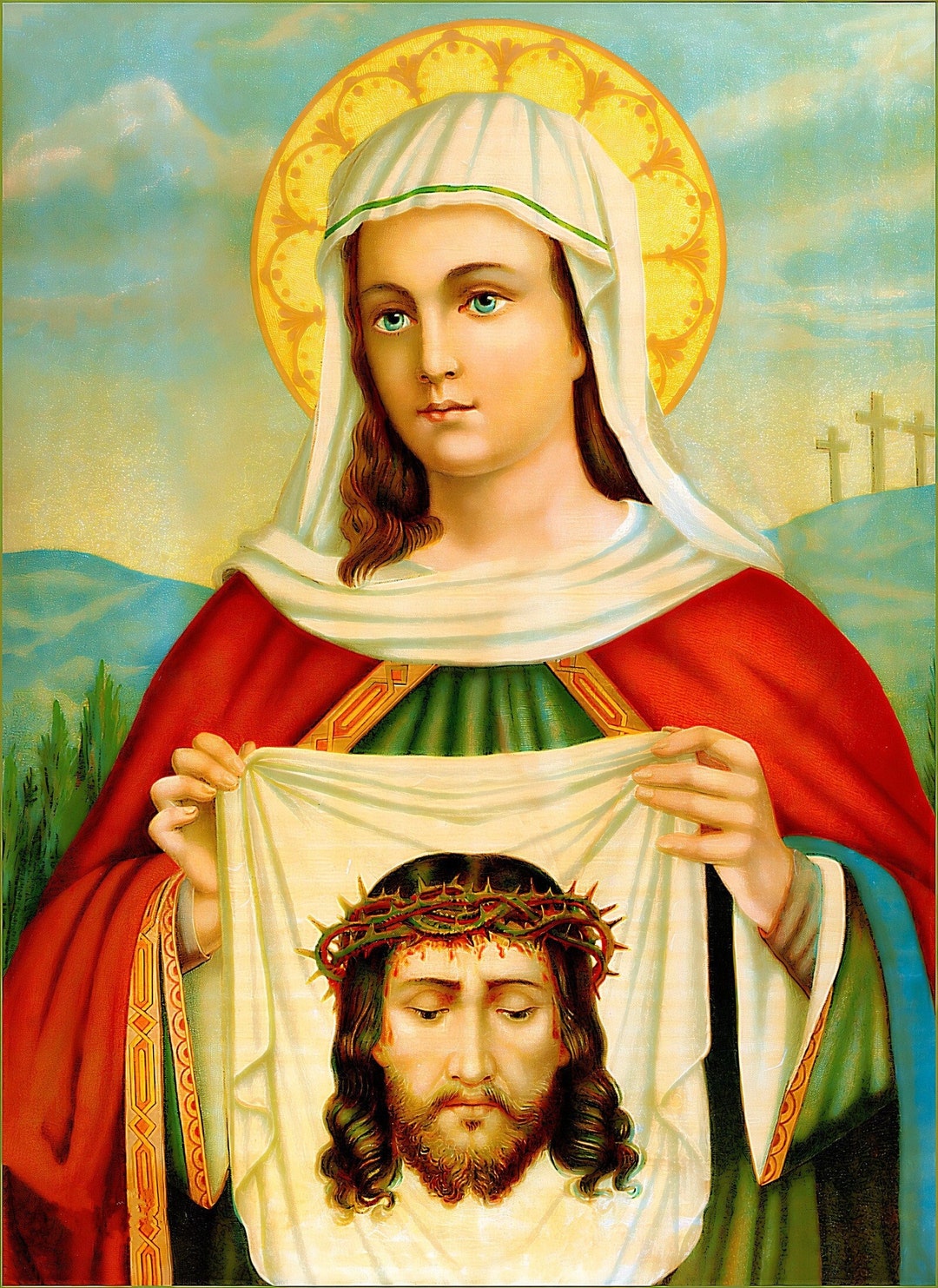 Jesus Holy Face Veronica Wipes the Face of Jesus Catholic Miraculous ...