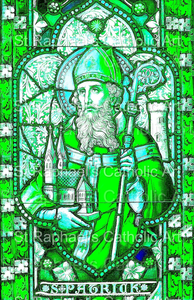 St Patrick Stained Glass Window Rare Catholic Church Ireland - Etsy