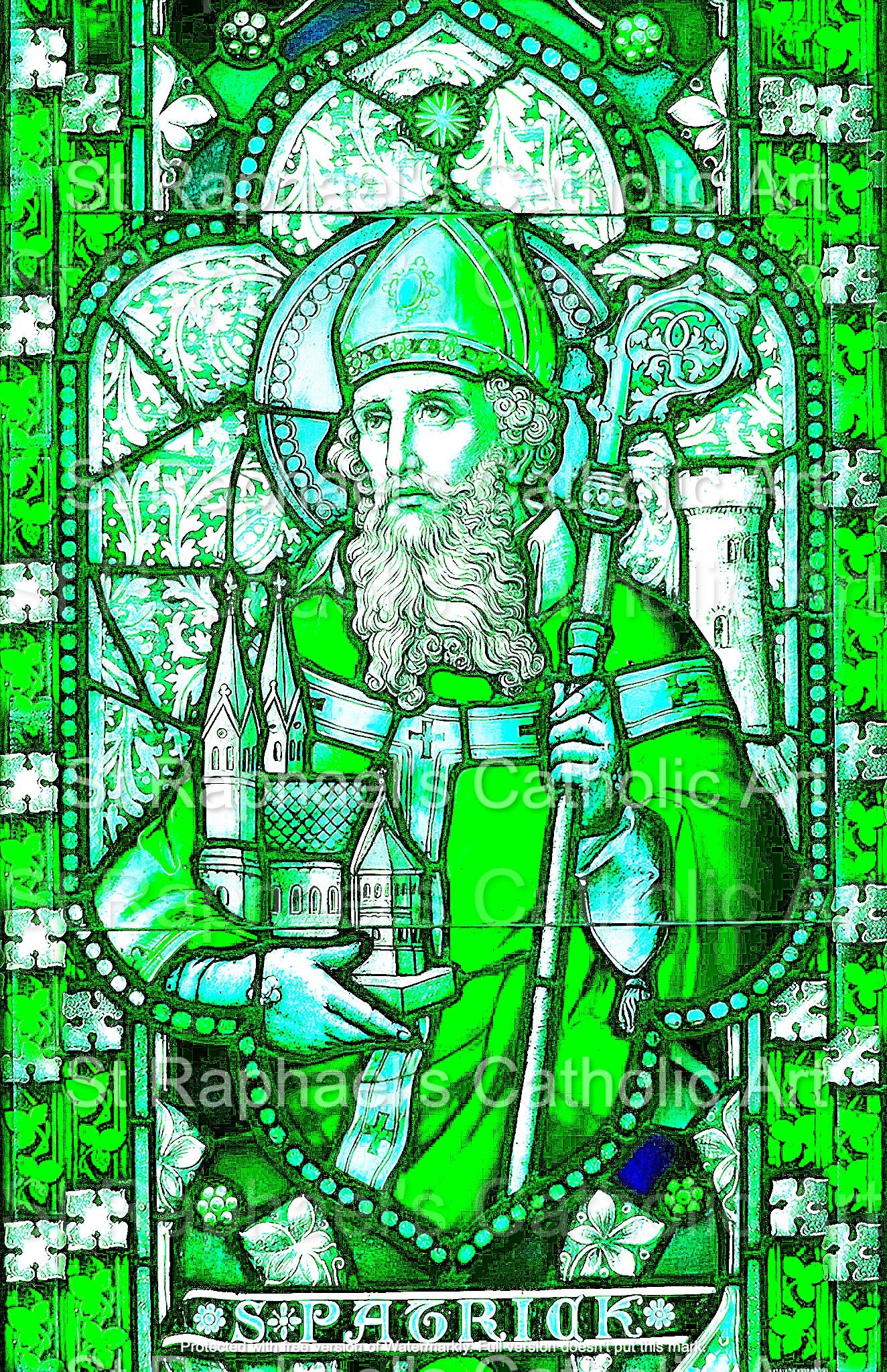 Catholic Church Ireland Patron Saint Patrick's Day Stained Glass ...