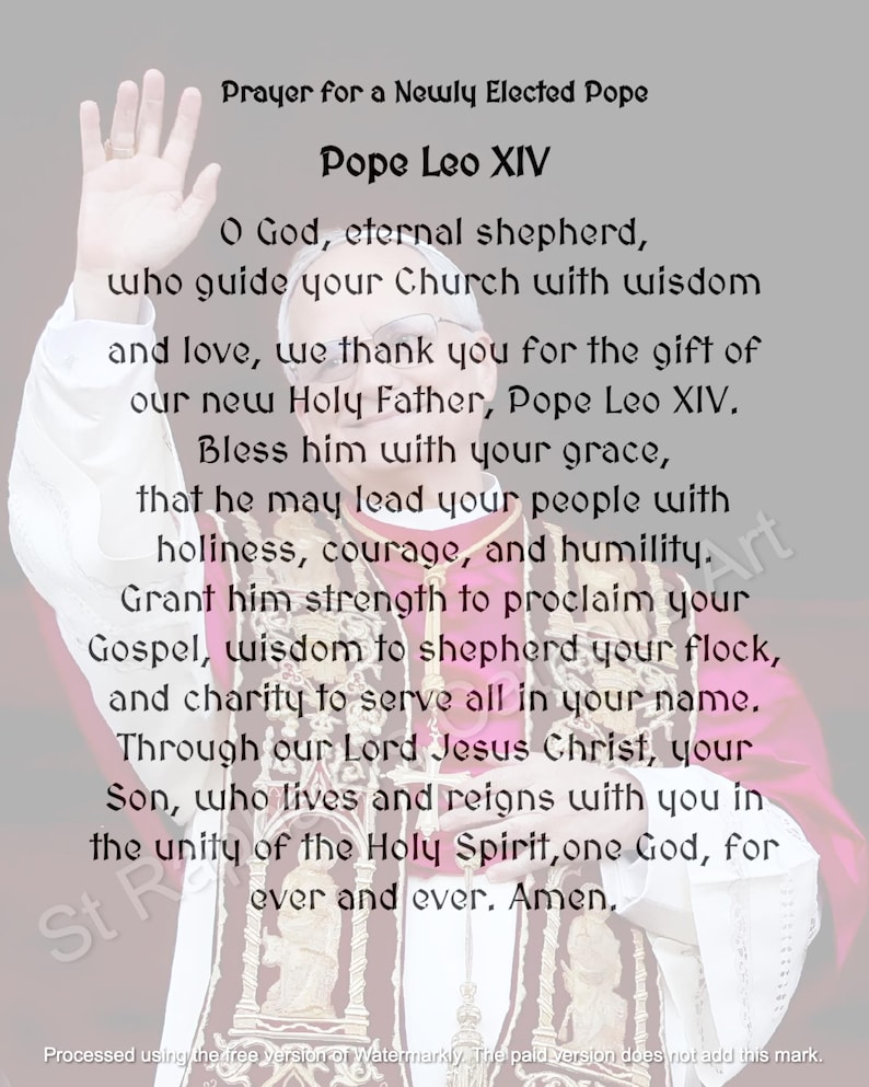 Pope Leo XIV Prayer and Holy Pictures New American Pope Roman Catholic ...