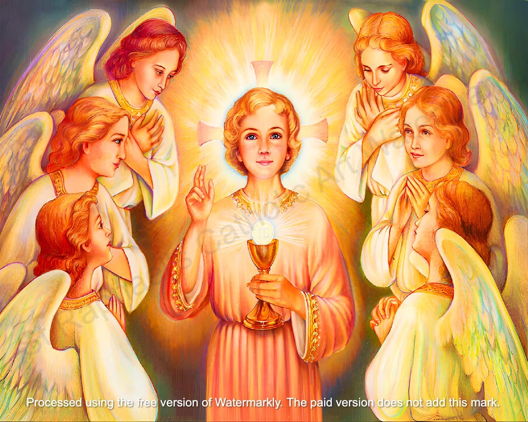 Angels Adoration Holy Communion Catholic Printable Holy Picture Digital ...