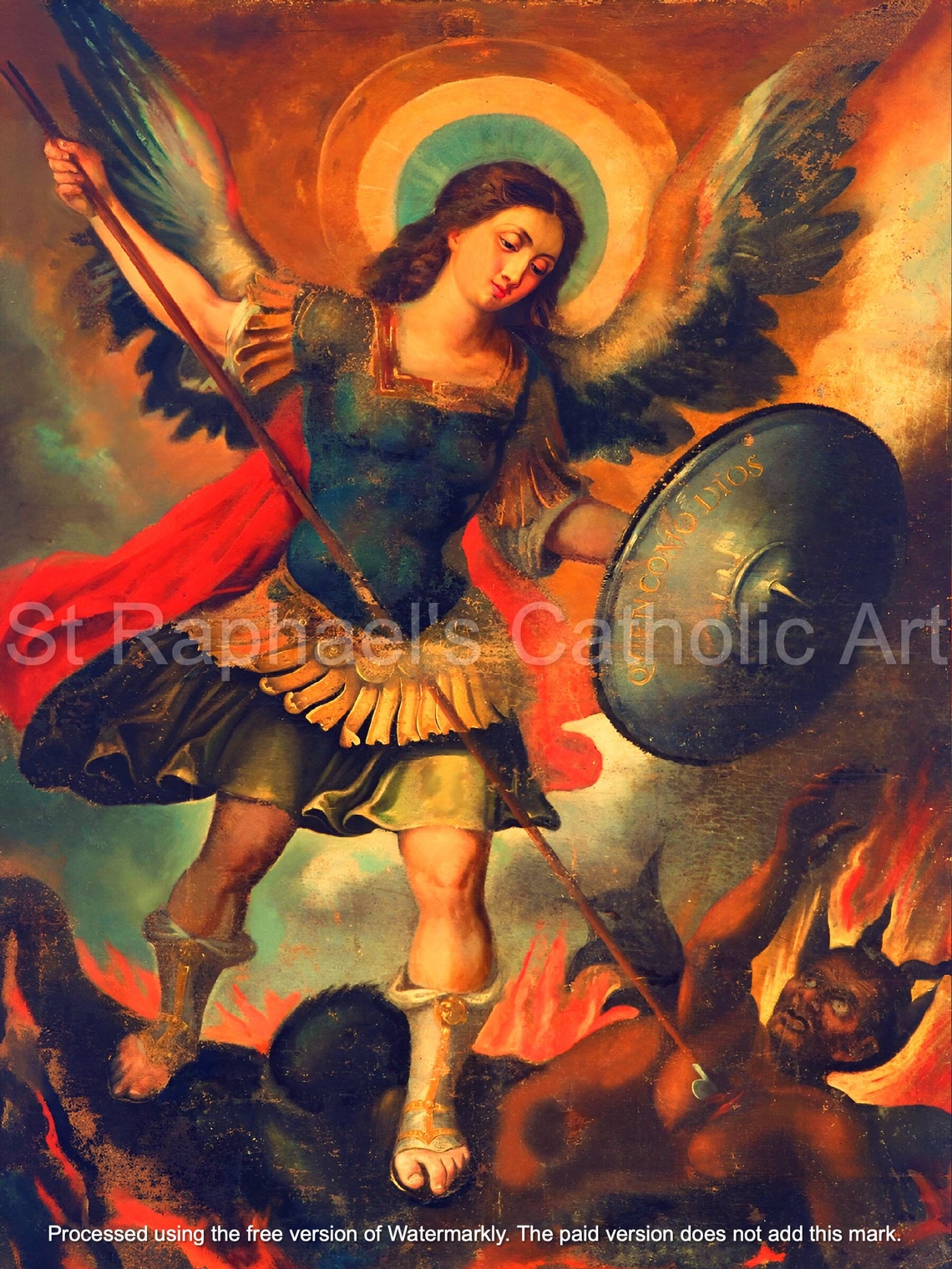 St Michael Defeats the Devil Archangel Powerful CATHOLIC Art Digital Download - Etsy