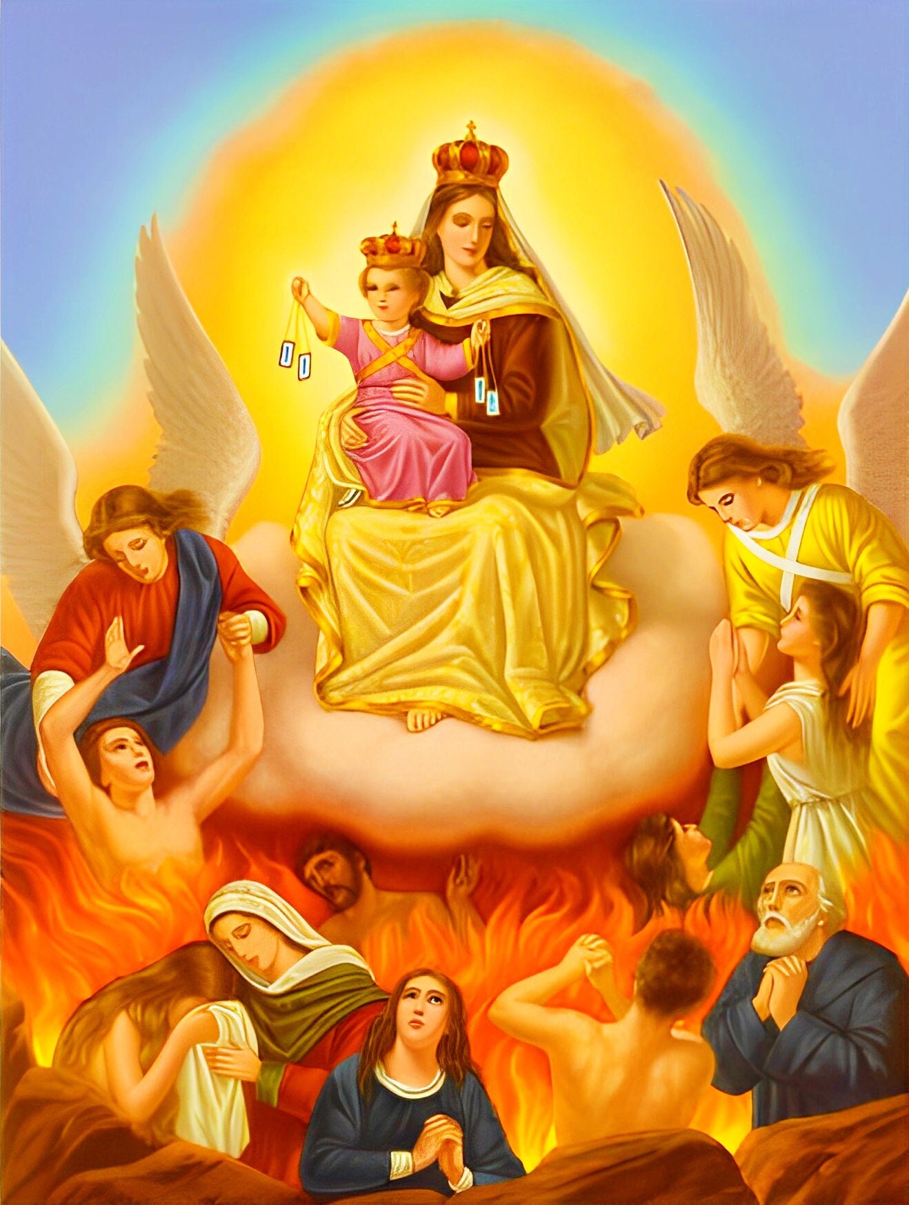 Our Lady of Purgatory Holy Souls Suffering Flames Catholic X5 - Etsy