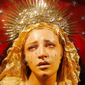 Our Lady Weeping Statue Pictures Virgin Mary Catholic - Etsy
