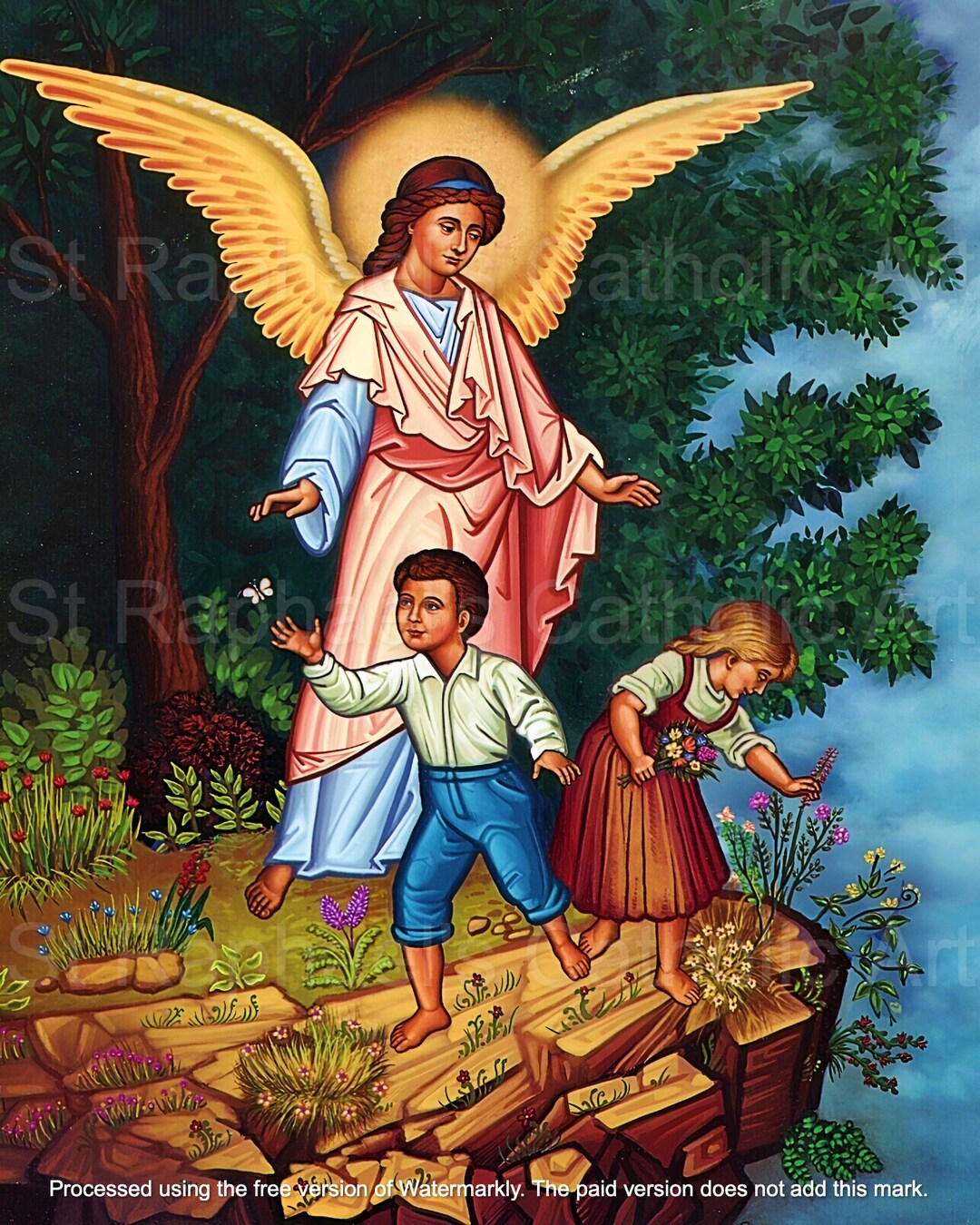 Catholic Guardian Angel Protection Children Art Digital Downloads ...