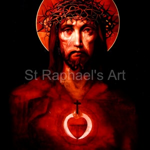 Sacred Heart of Jesus Burning With Love and Mercy Catholic X5 Digital ...
