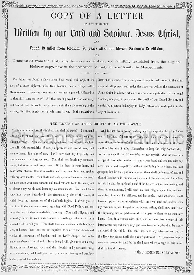 Catholic Our Lord and Saviour Jesus Christ True Letter Digital ...