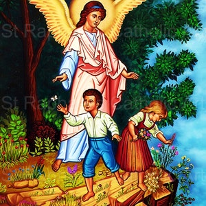 Catholic Guardian Angel Protection Children Art Digital Downloads ...