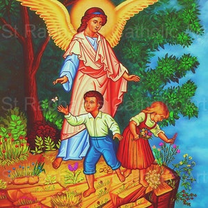 Catholic Guardian Angel Protection Children Art Digital Downloads ...