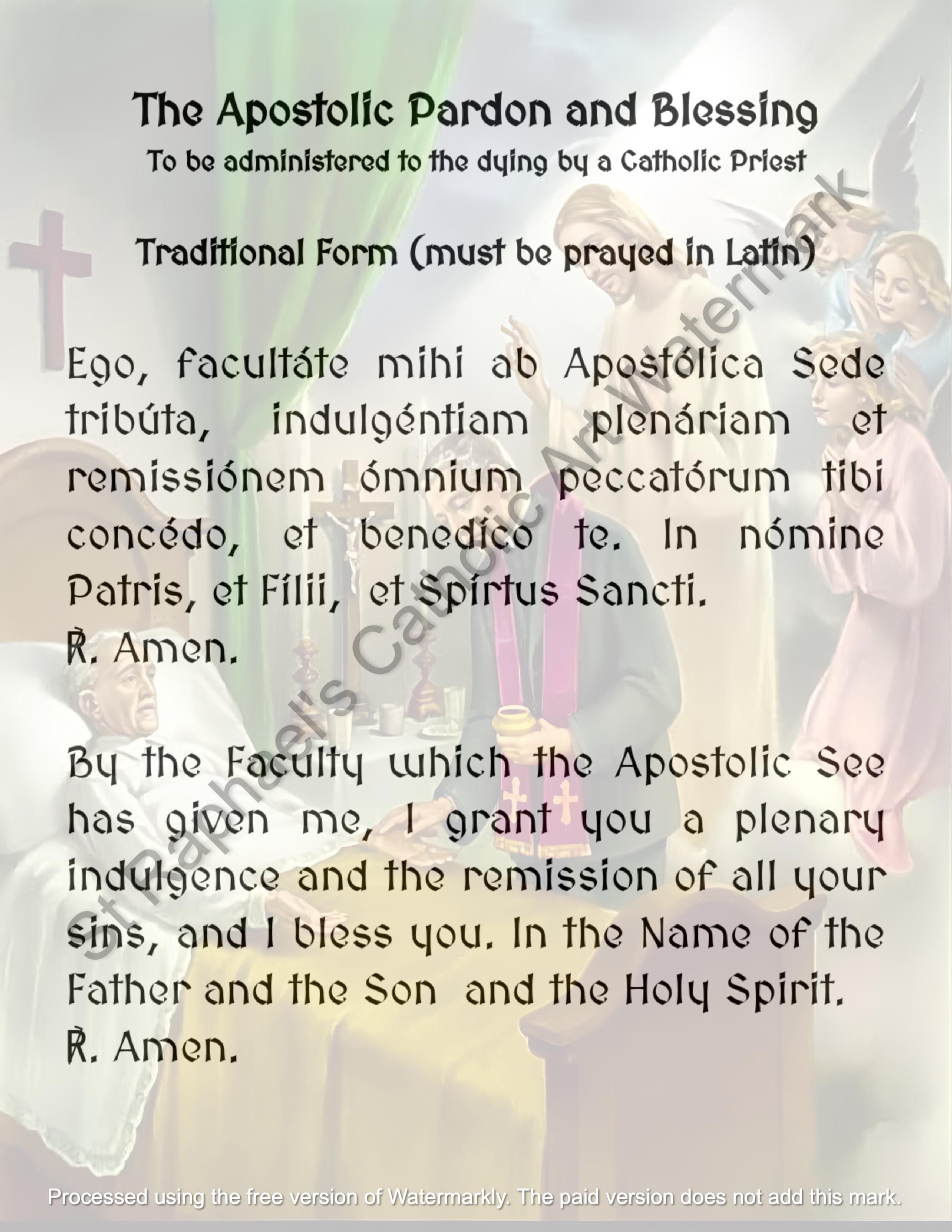 Apostolic Pardon Blessing Catholic Prayer Card Plenary Indulgence ...