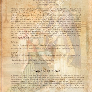 St Blaise Blessing Prayer Throats Holy Picture February 3rd Catholic ...