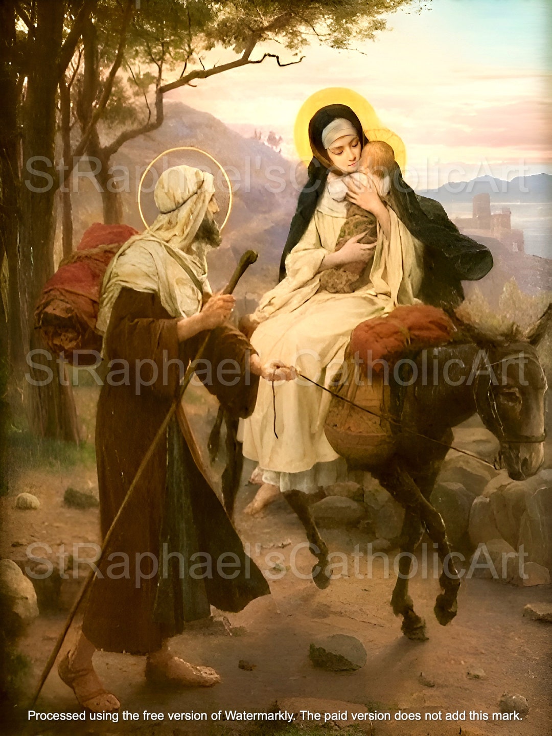 Flight Into Egypt Catholic Icon Holy Art Jesus Mary Saint Joseph ...