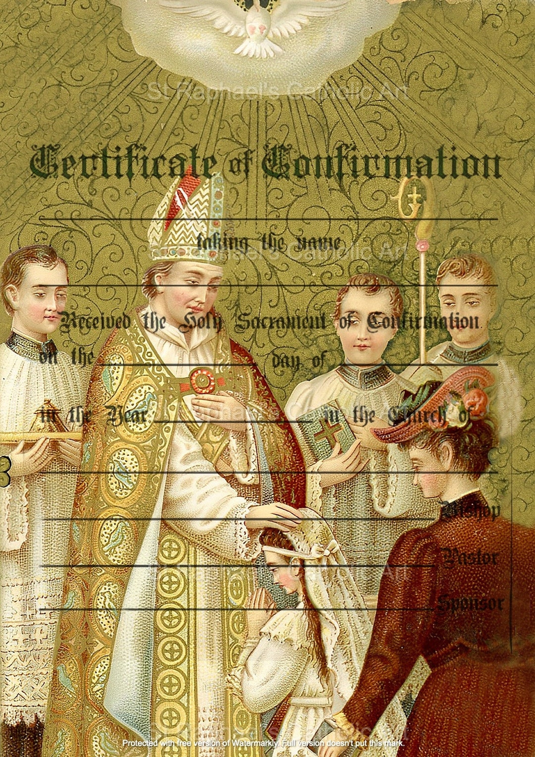 Confirmation Certificate Traditional Catholic Gift Holy Mass Sacrament ...