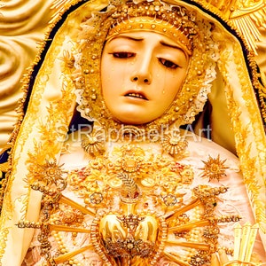 Our Lady of 7 Sorrows Crying Statue Virgin Mary Catholic Art X2 Digital ...