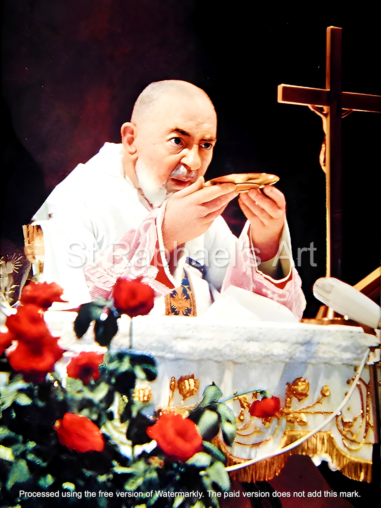 Padre Pio Holy Mass Communion Consecration Chalice Host Sacrifice of ...