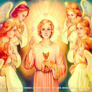 Angels Adoration Holy Communion Catholic Printable Holy Picture Digital ...