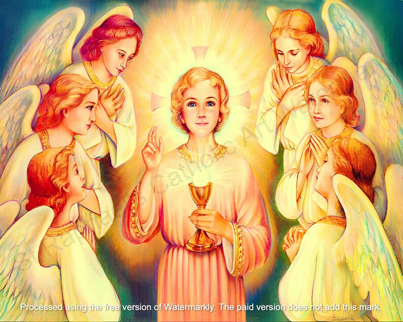Angels Adoration Holy Communion Catholic Printable Holy Picture Digital ...