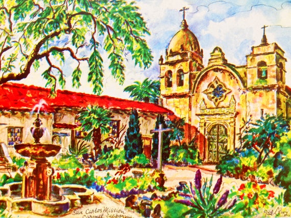 Drawings Carmel Mission Fountain Mission San Carlos Borromeo De