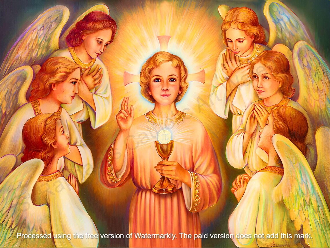 Angels Adoration Holy Communion Catholic Printable Holy Picture Digital ...