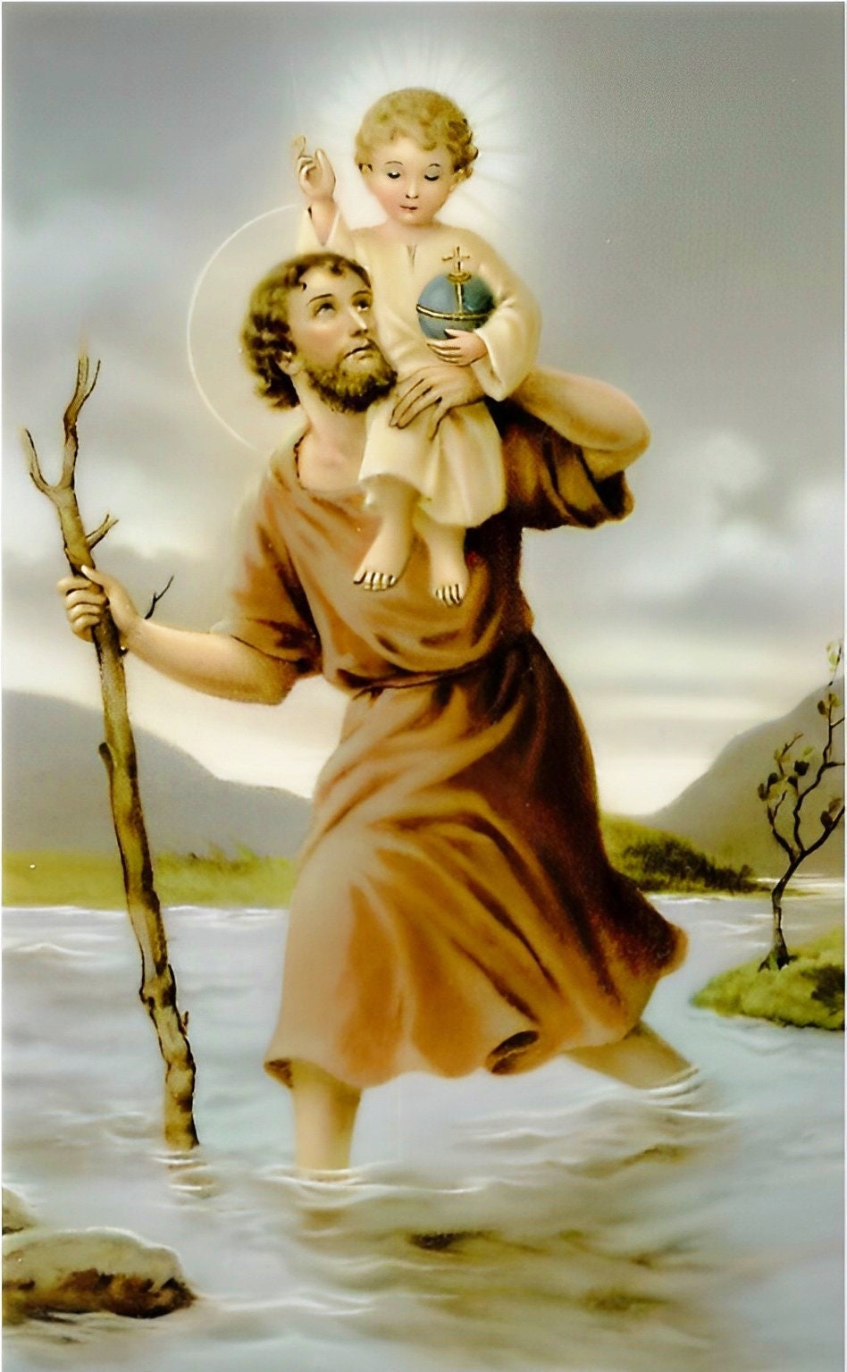 St Christopher Patron Saint of Travellers Child Jesus Devotion Protection X4 Digital Downloads ...