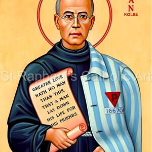 Maximilian Kolbe Priest Martyr Catholic Saint Digital Downloads - Etsy